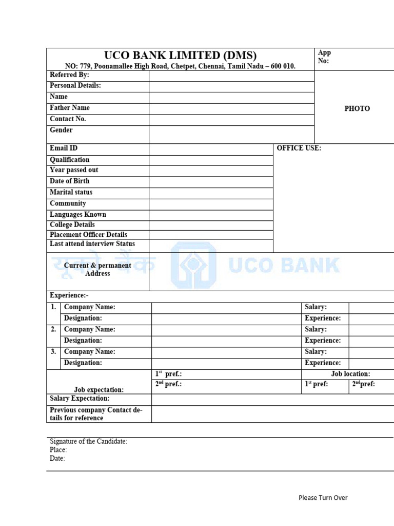 UCO Application | PDF