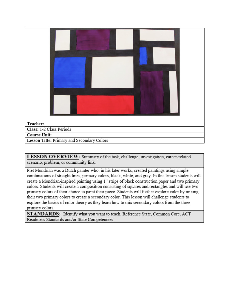 214 Color Theory Lesson Plan FINAL With Image | PDF | Color | Paintings