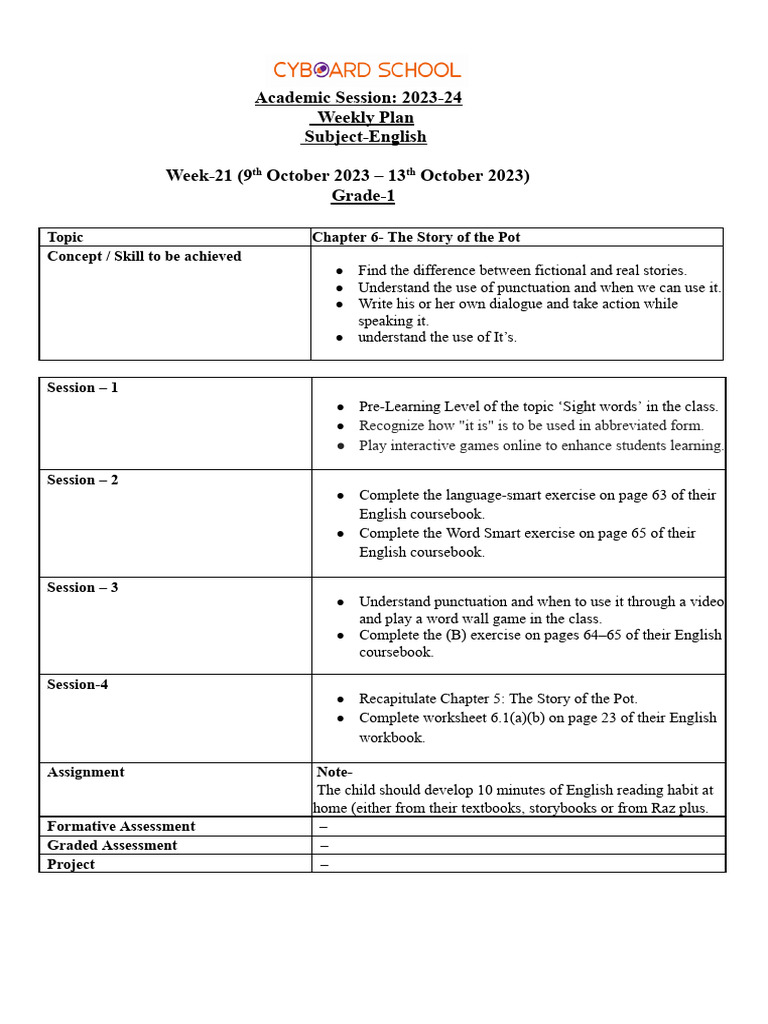 Grade 1 Week 21 Weekly Planner | PDF | Textbook