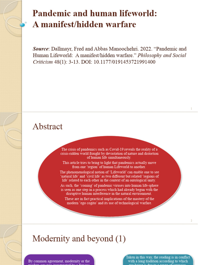 Pandemic and Human Lifeworld | PDF | Phenomenology (Philosophy ...