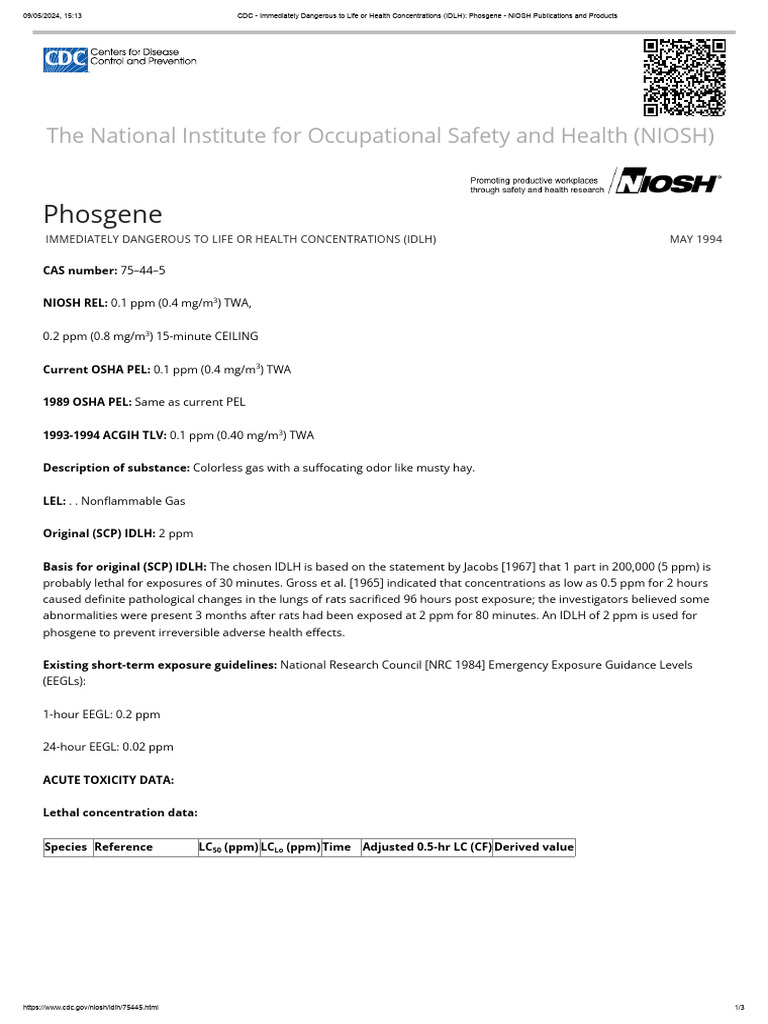 Ammonia IDLH | PDF | Occupational Safety And Health | Working Conditions