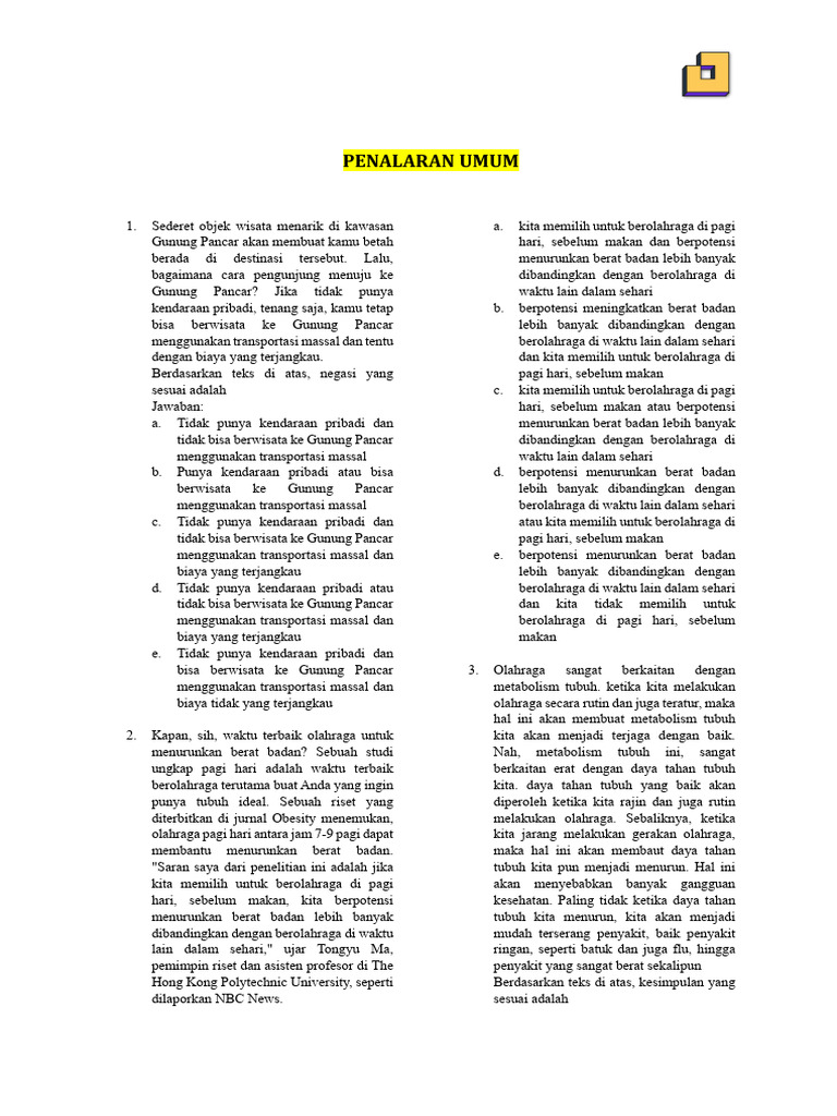 Soal - Penalaran Umum 006 | PDF