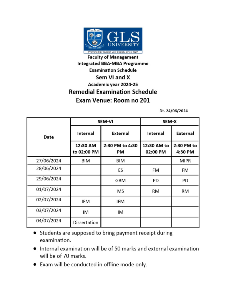 Remedial Timetable - Student Copy | PDF