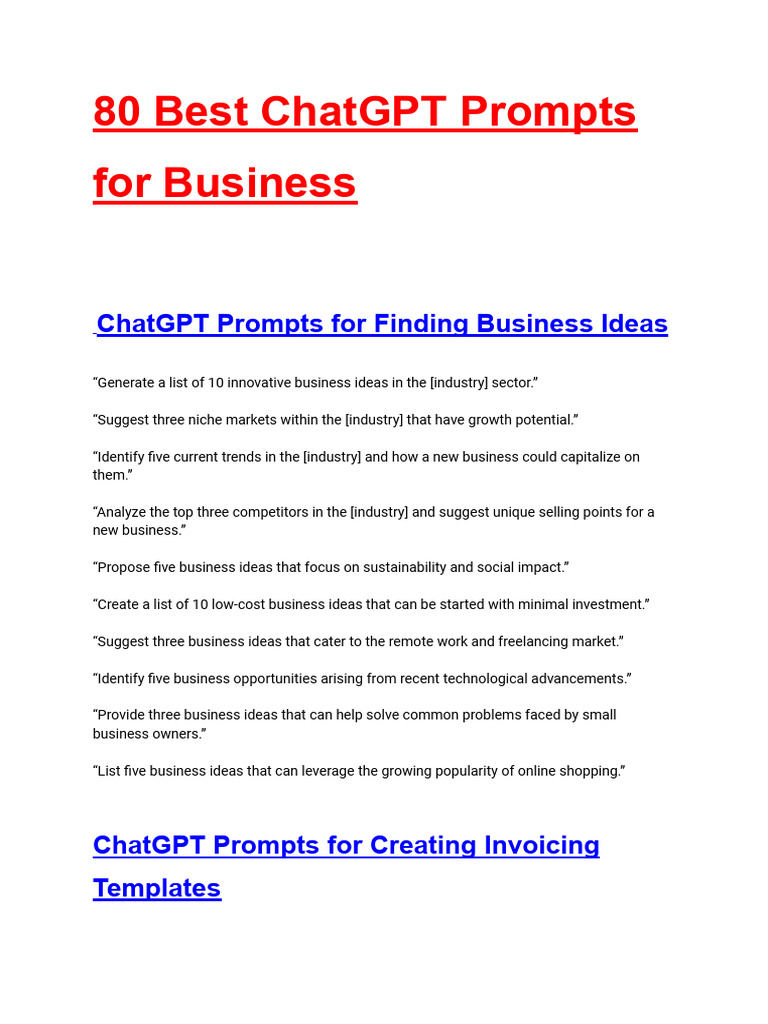 ChatGPT Prompts | PDF | Invoice | Employment