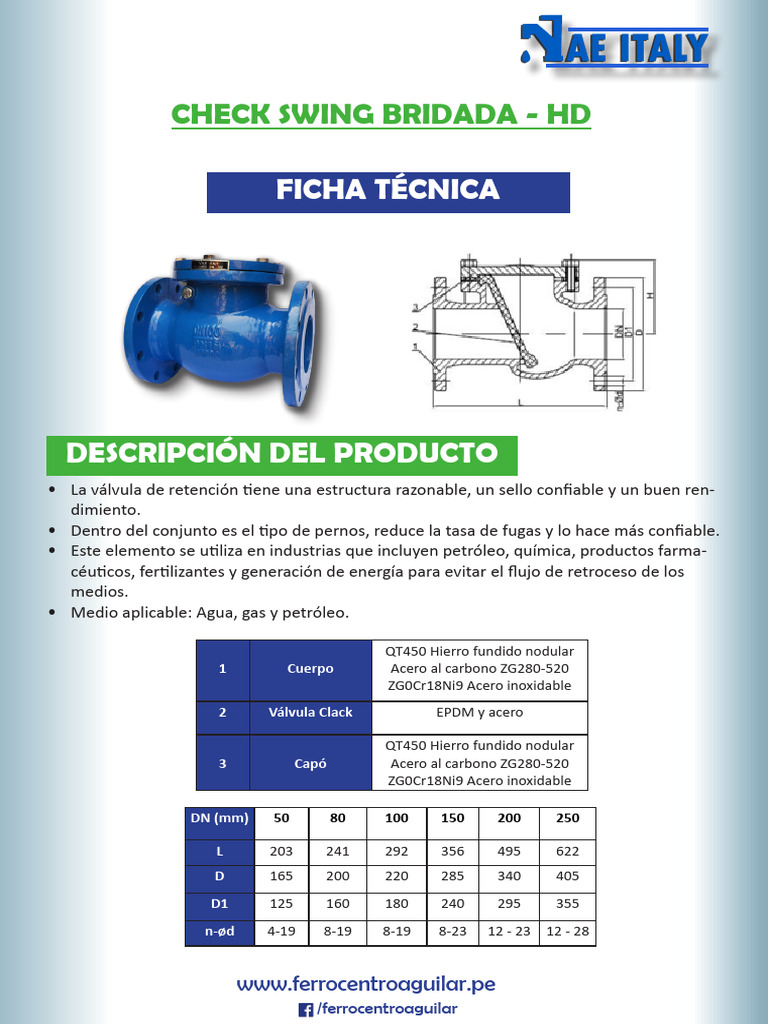 Ficha Técnica Check Swing Bridada | PDF