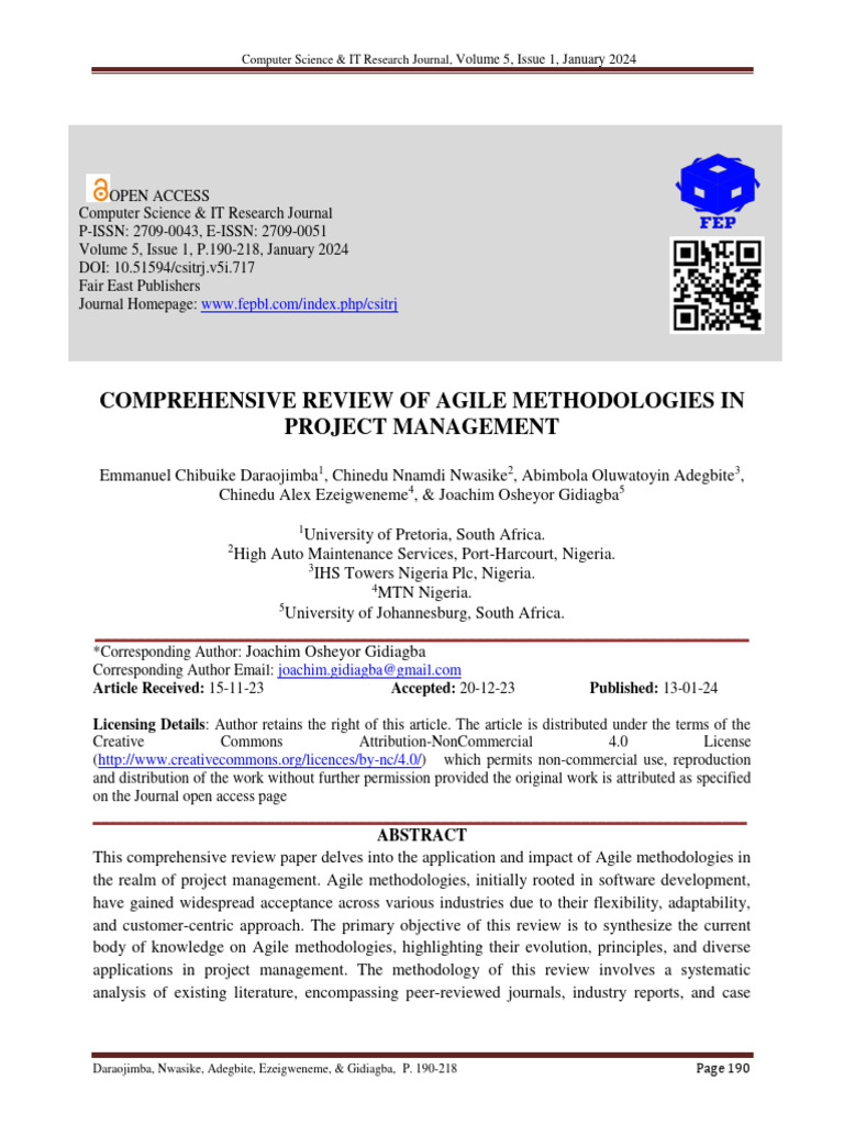 Agile Methodologies in Project Management | PDF | Agile Software ...