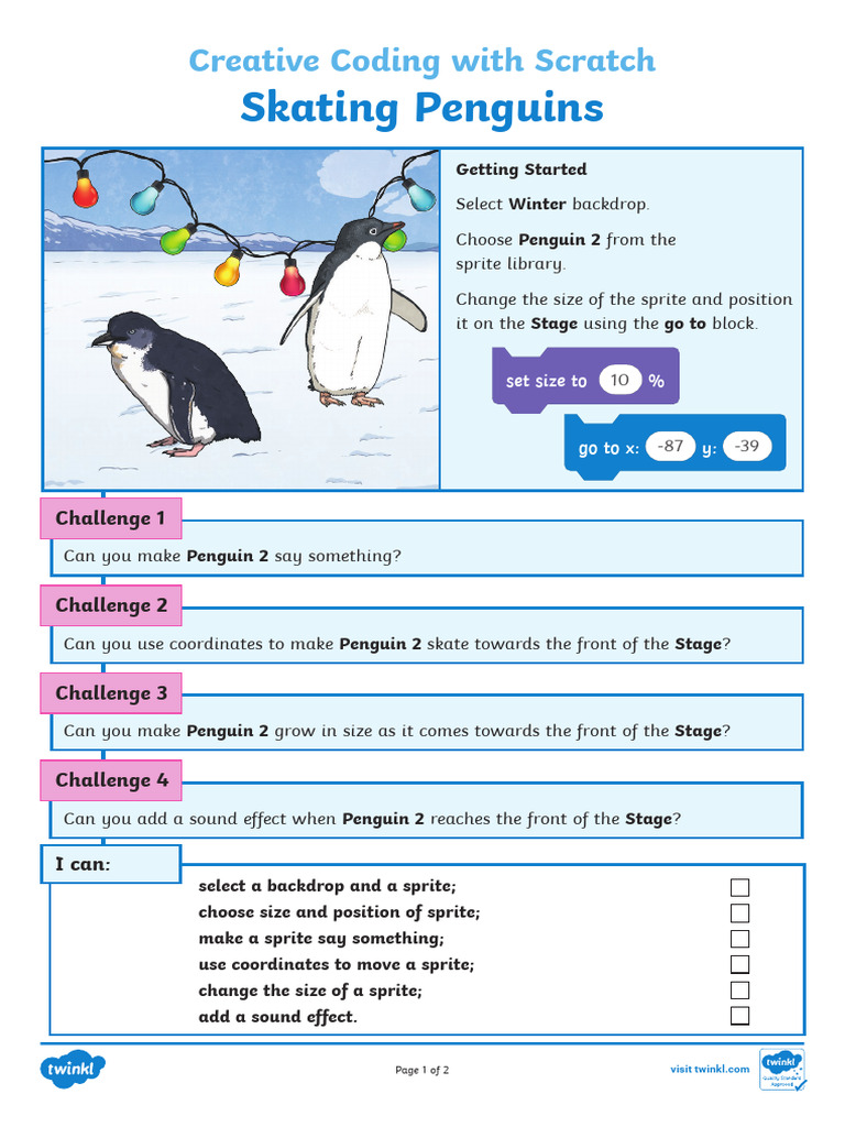 Creative+Coding+with+Scratch Skating+Penguins | PDF