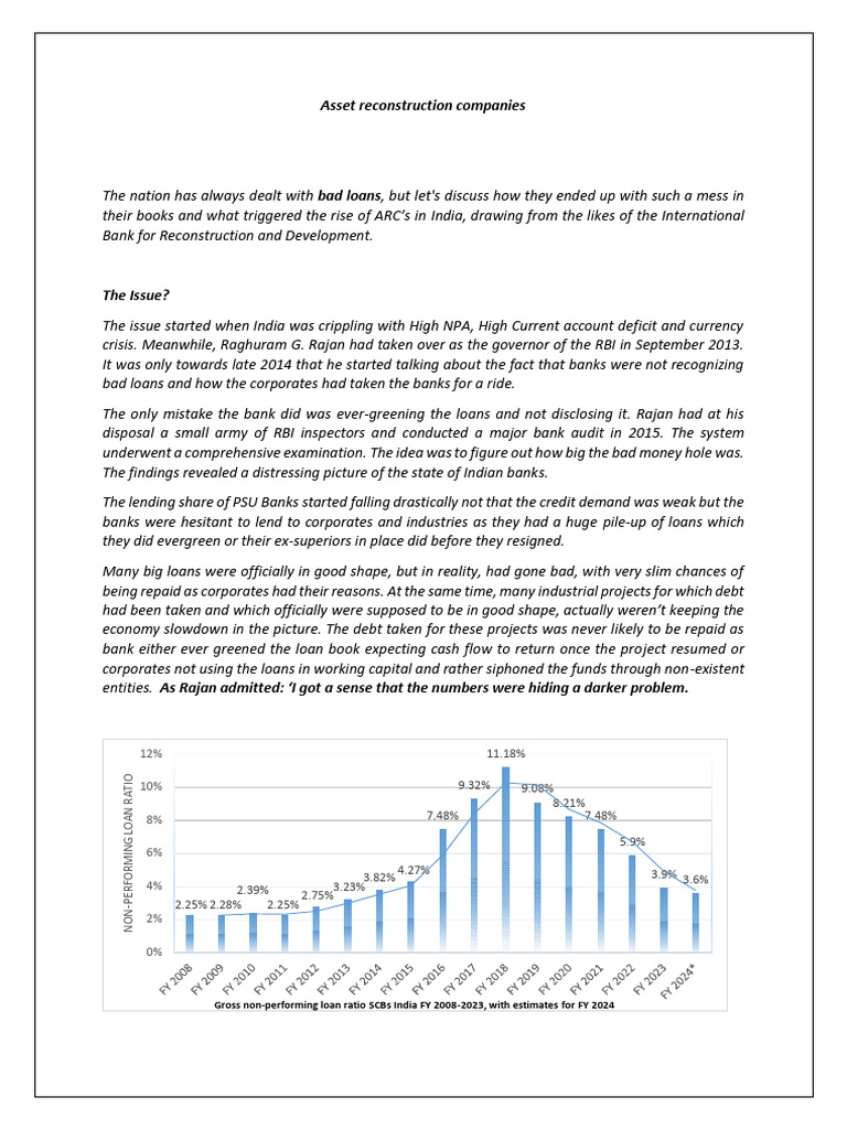 Asset Reconstruction Companies Pdf Banks Securitization
