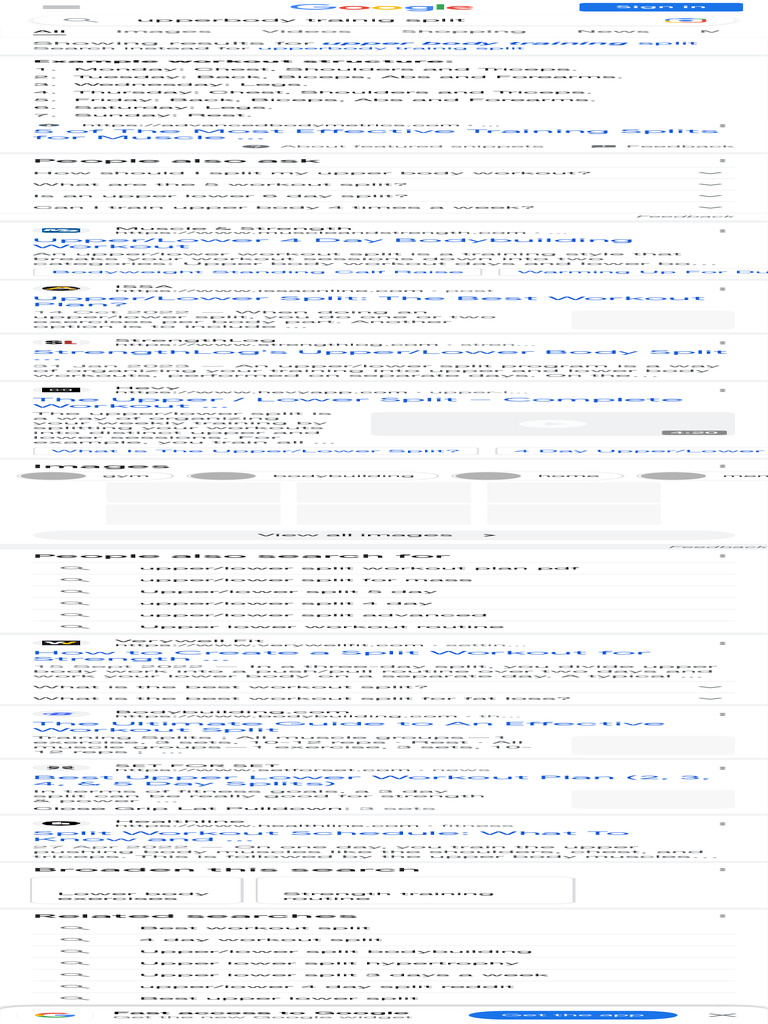 Upperbody Trainig Split Google Search Download Free Pdf Strength