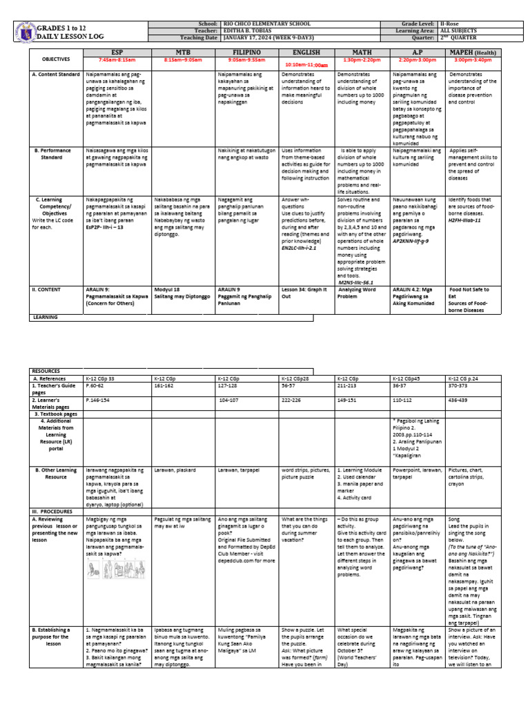DLL All-Subjects-2 Q2 W9 D3 | PDF