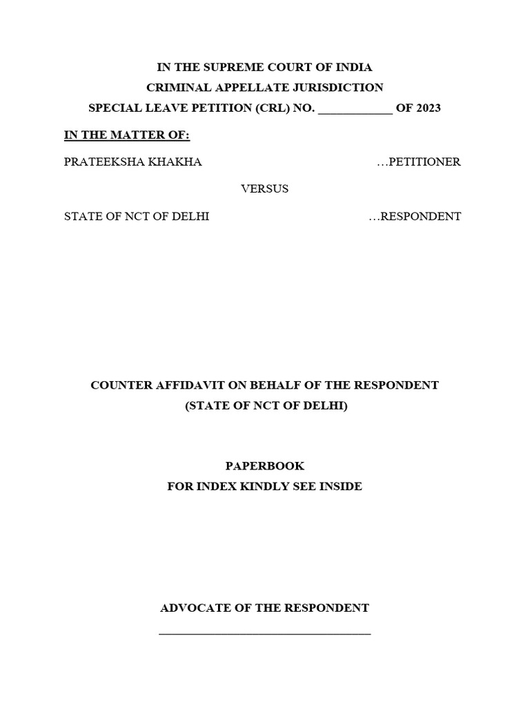 State of NCT of Delhi Counter Affidavit | PDF | Bail | Affidavit