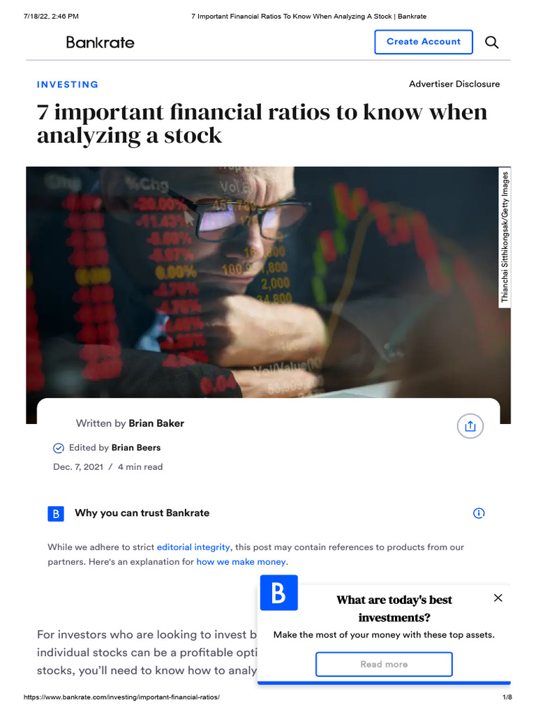 Stock Analysis Ratios for Investors | PDF | Investing | Price–Earnings ...