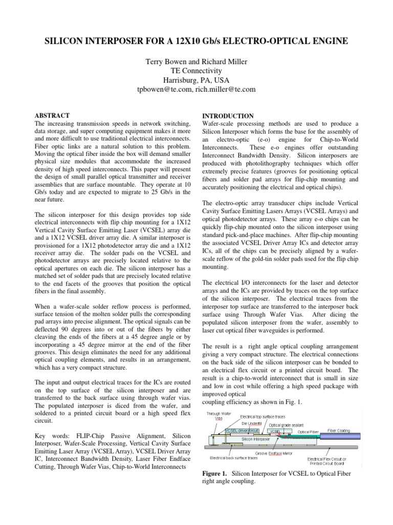 Silicon Interposer Electro Optical Engine 2012 - THP1 6 - Bowen - T ...