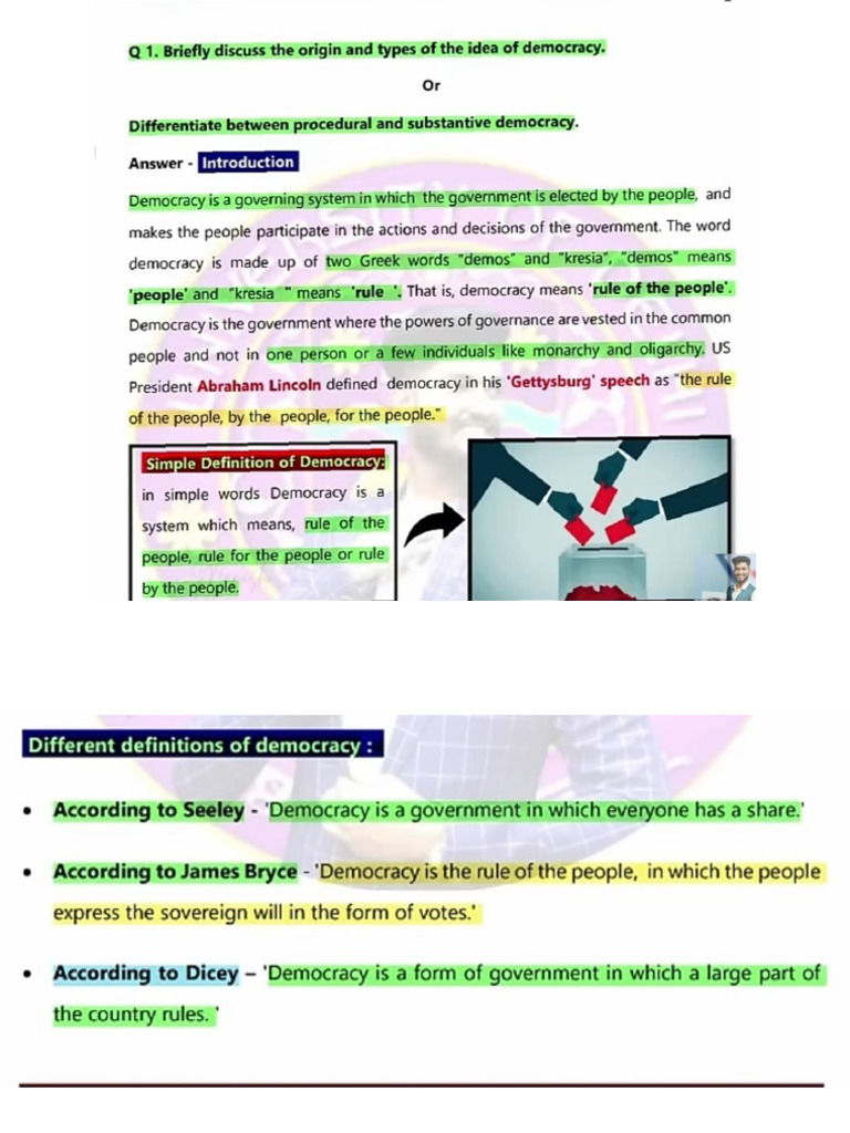 Pol Major Notes Theory and Practice of Democracy | PDF