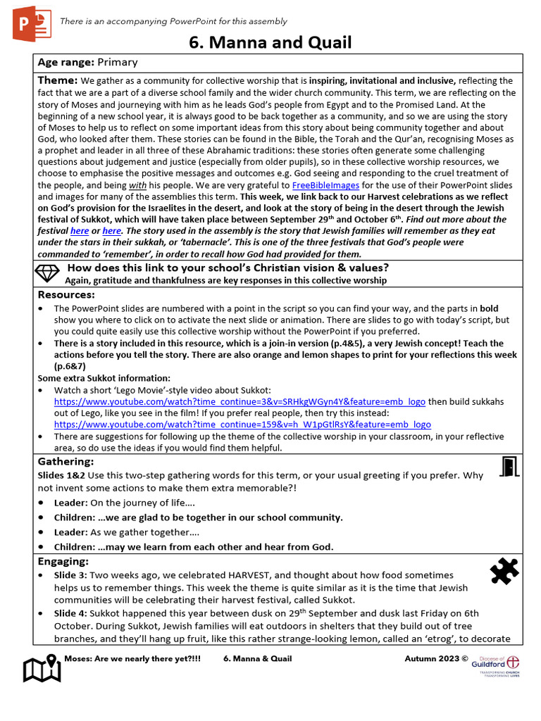 06 Manna and Quail | PDF | Sukkot