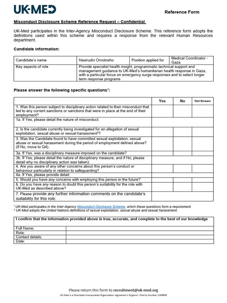 UK-Med Reference Request Form - MDS MedCo (HR) | PDF | Sexual Harassment | Justice