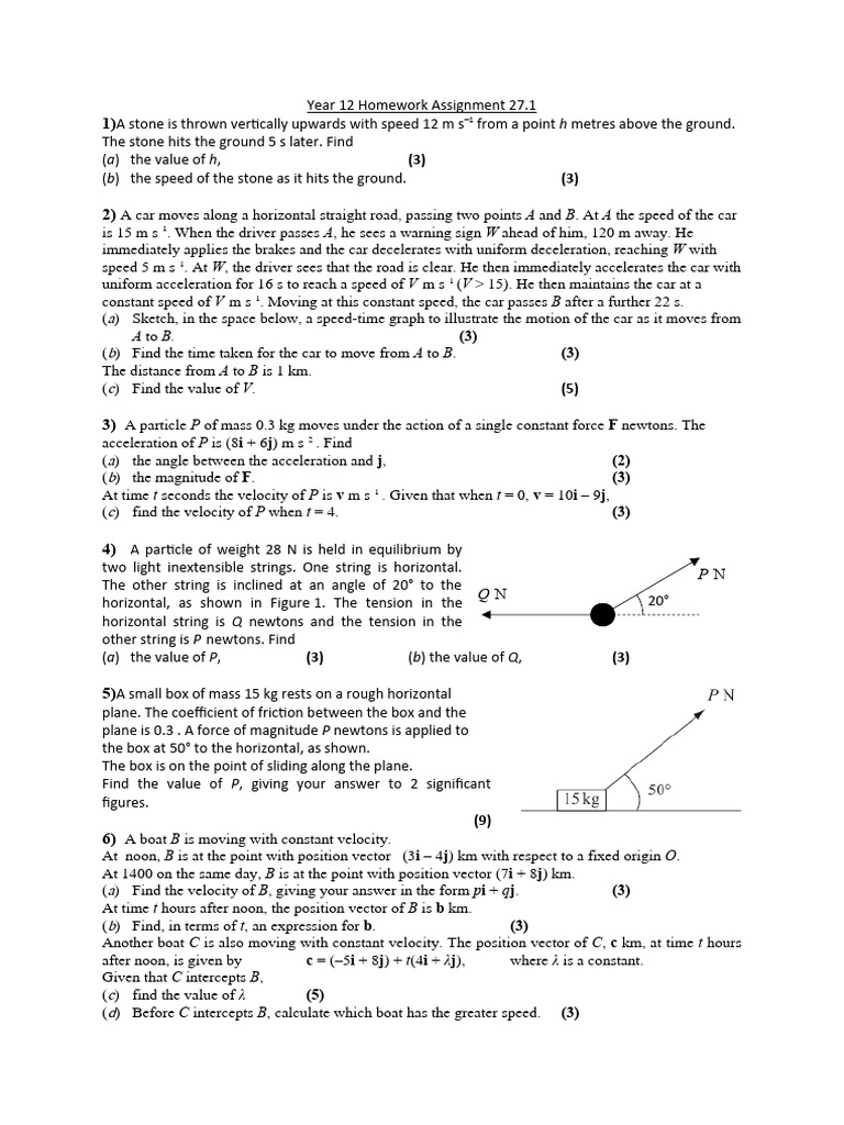 Year 12 Homework Assignment 27.1 | PDF | Acceleration | Histogram