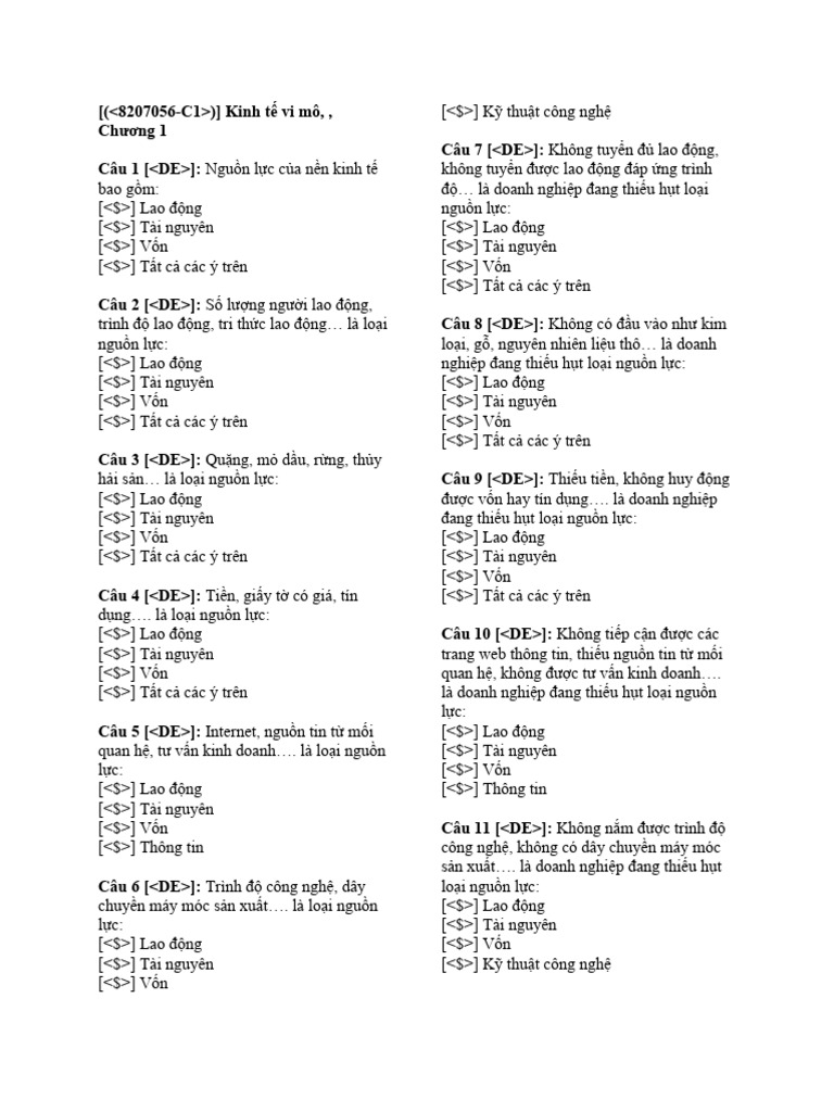 Ôn Tập TN Vi Mô Student | PDF