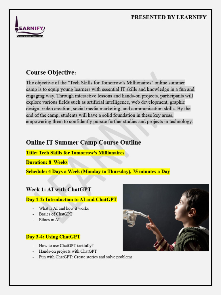 IT Summer Camp Course Outline | PDF | Popular Culture & Media Studies ...