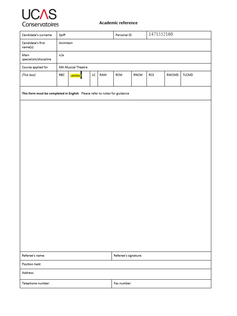 Ucas-Conservatoires-Academic-Ref 12 - Edit - Updated | PDF