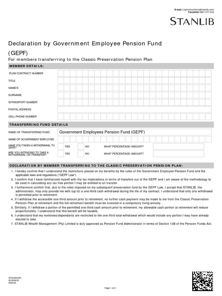 Declaration by Government Employee Pension Fund (GEPF) PP | PDF ...