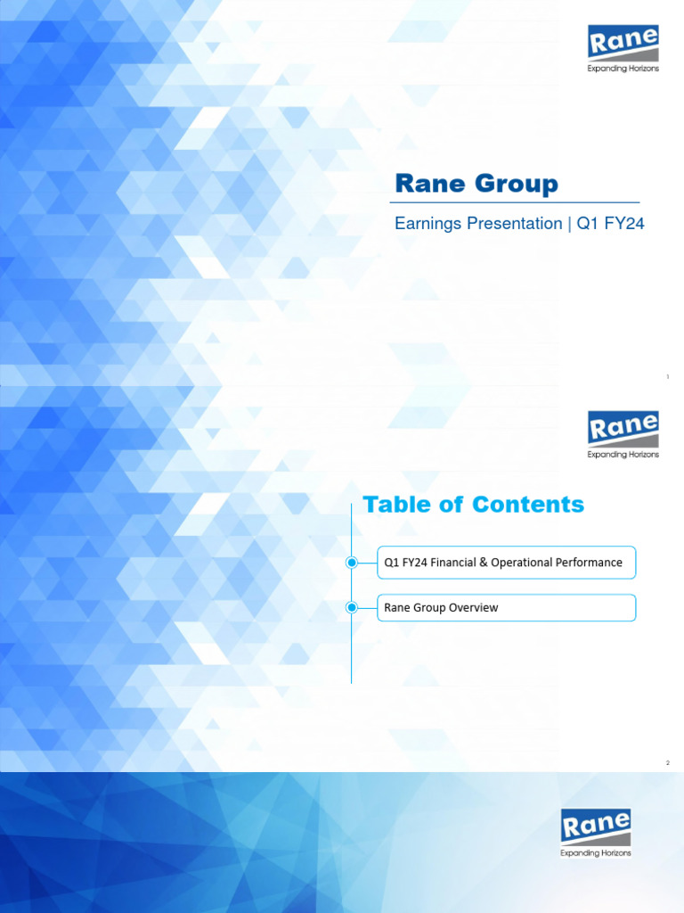 Rane Group Investor Presentation Q1 FY24xsefcd | PDF | Seat Belt | Steering