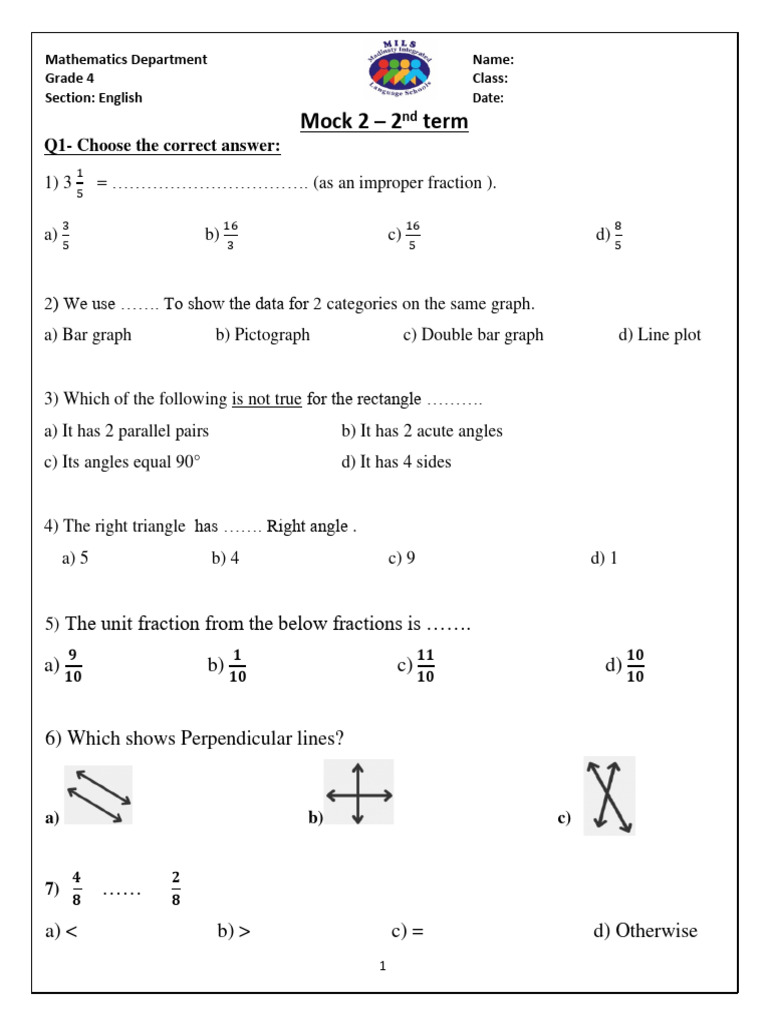 G4-Maths-T2-Mock 2 | PDF | Triangle | Rectangle