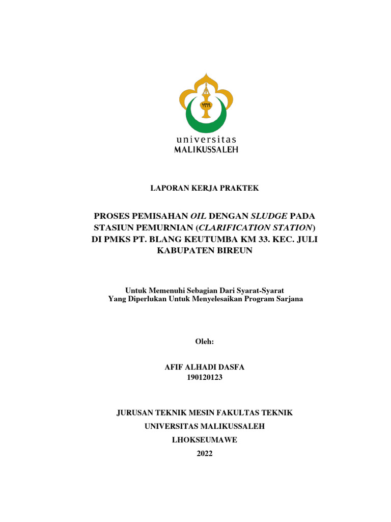 Proses Pemisahan Oil di PT Blang Ketumba | PDF | Seni | Teknologi ...