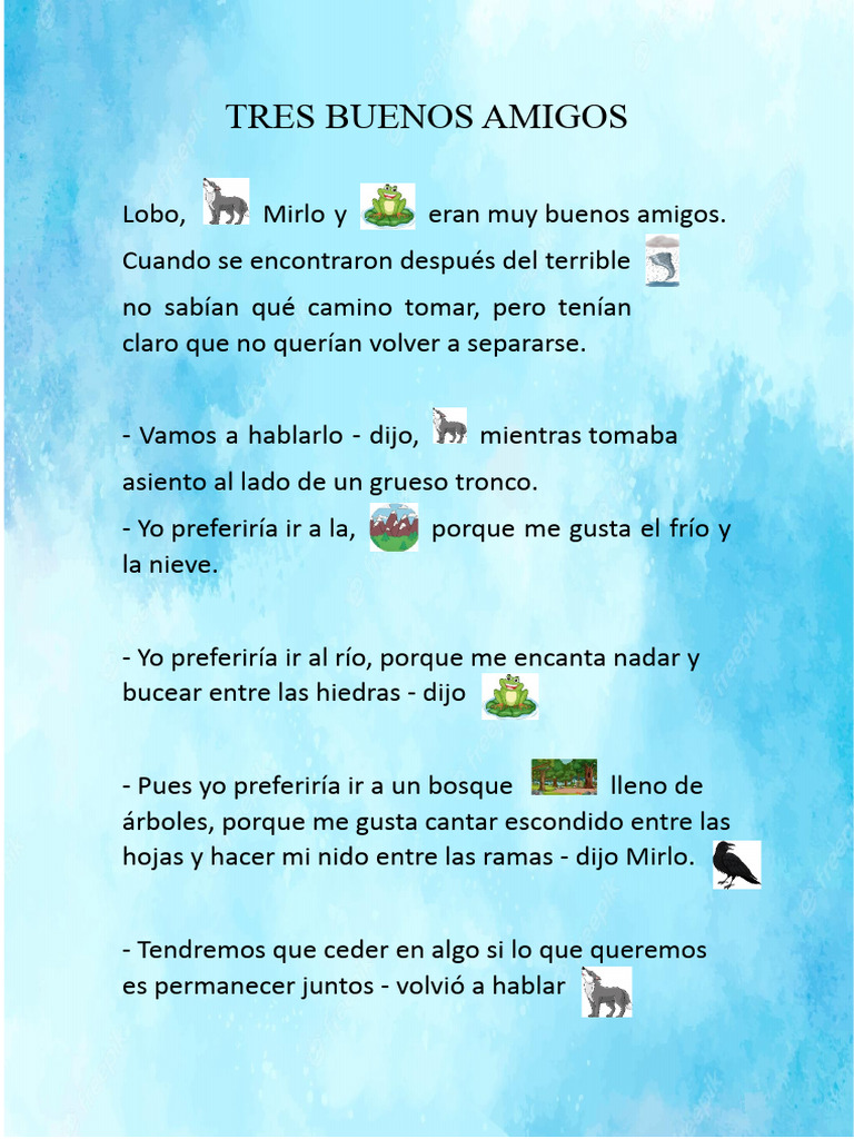 Cuento "TRES BUENOS AMIGOS" | PDF
