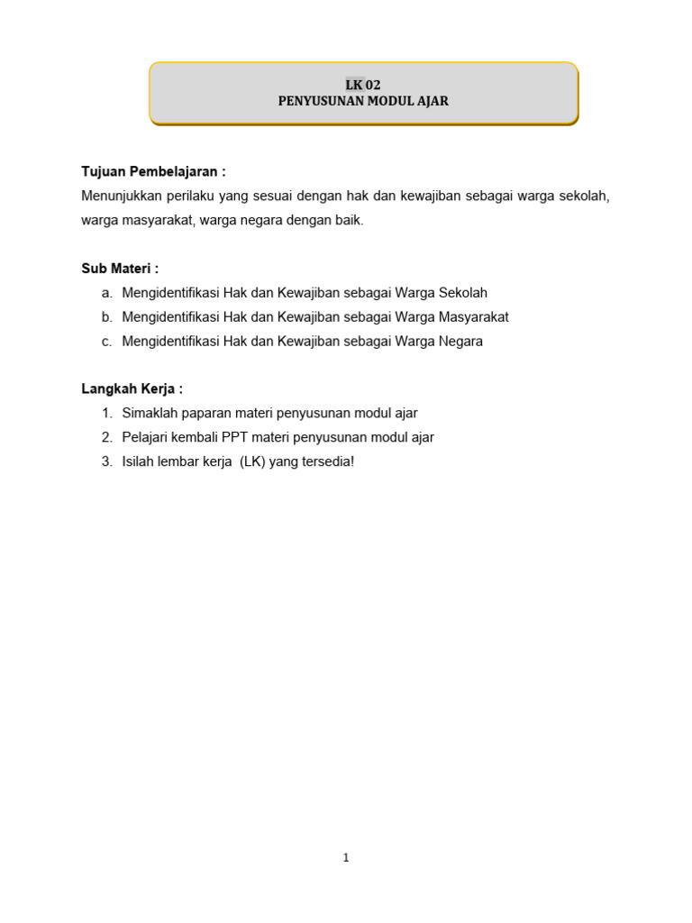LK 02. Penyusunan Modul Ajar | PDF