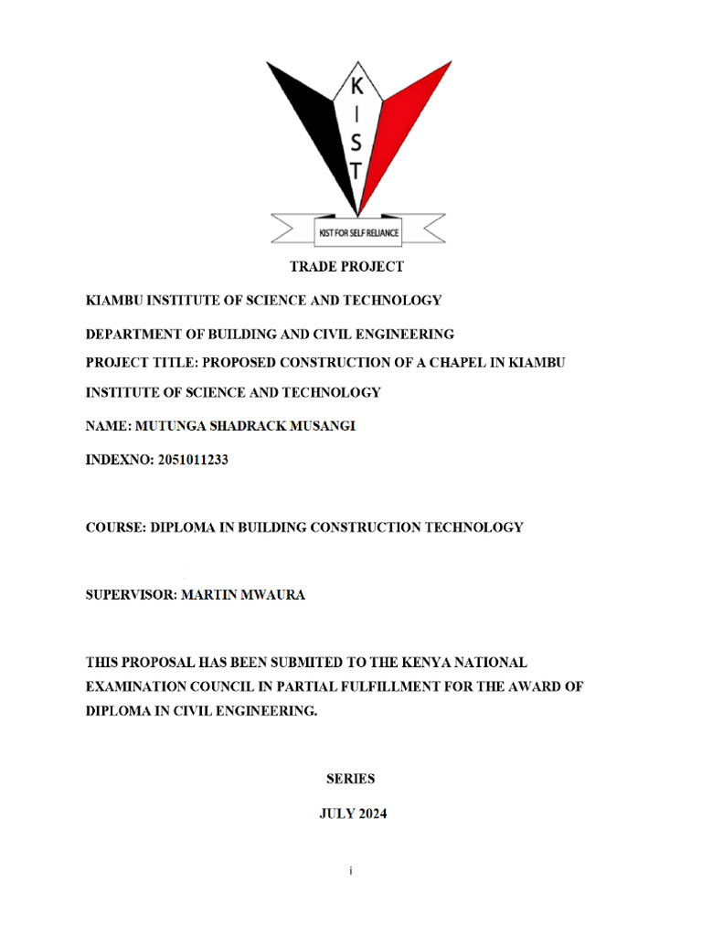 Shadrack Musangi Mutunga Report | PDF | Structural Load | Column