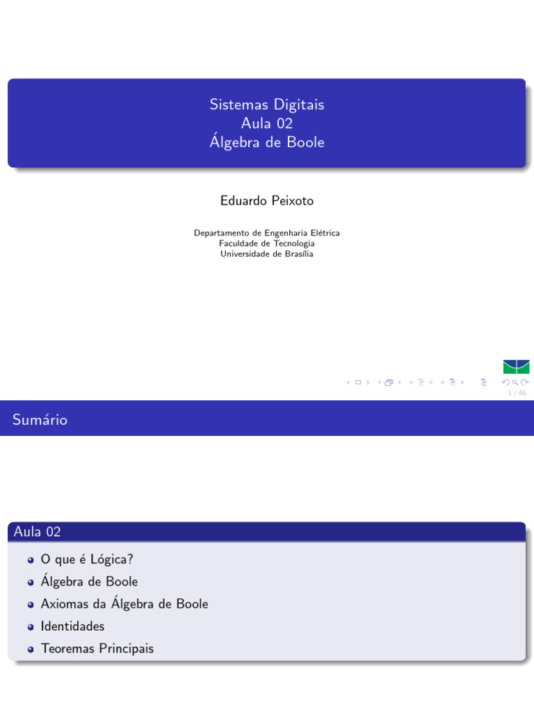 Aula02 - Ã Lgebrabooleana - 1 4 | PDF | Lógica matemática | Álgebra booleana