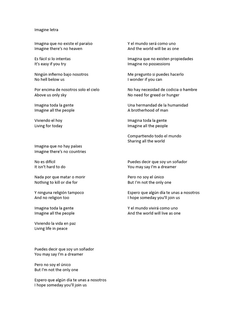 Imagine Letra | PDF