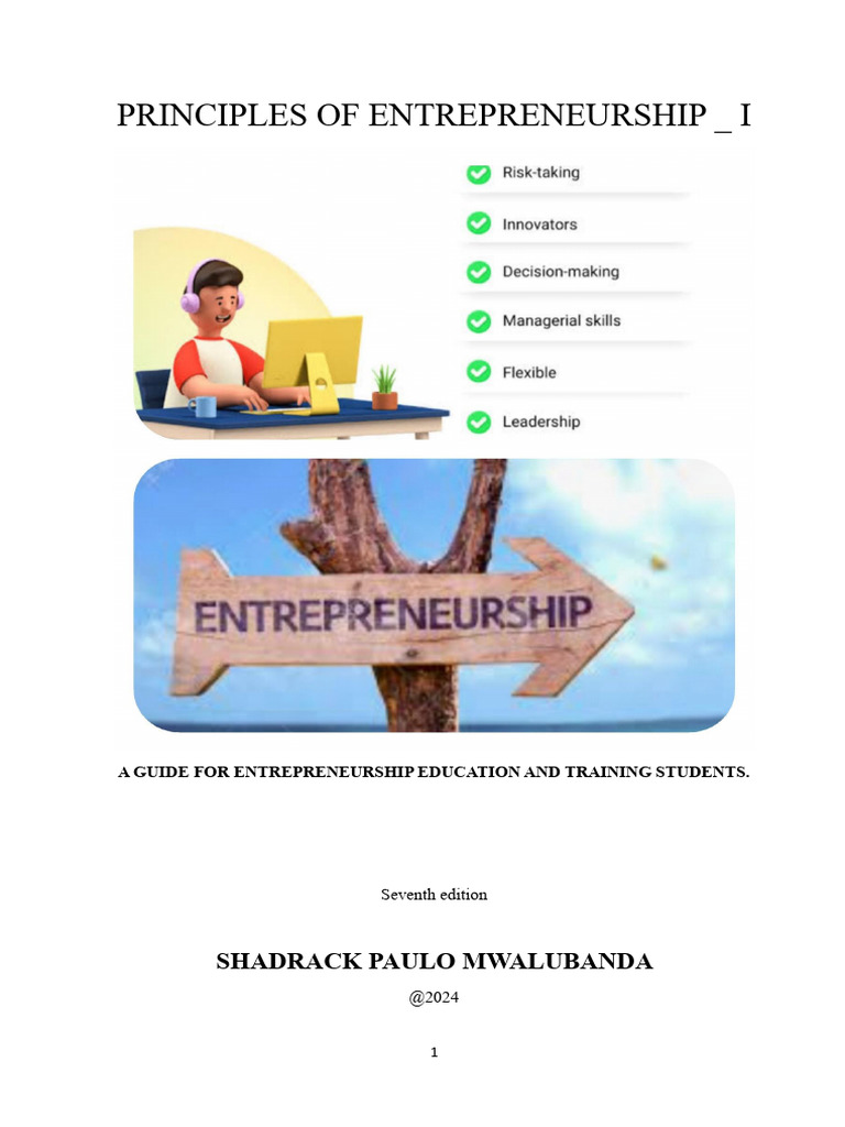 BASIC PRINCIPLES OF ENTREPRENEURSHIP _ I _ MR. SHADRACK PM (Autosaved ...