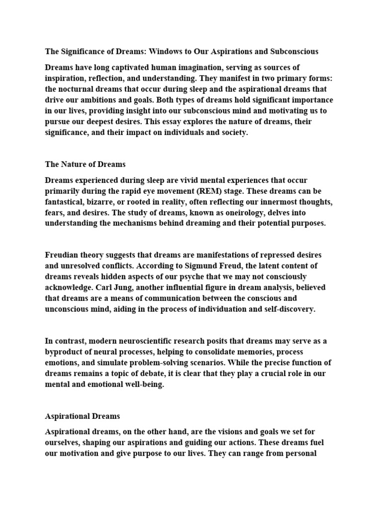 Dreams | PDF | Dream | Unconscious Mind