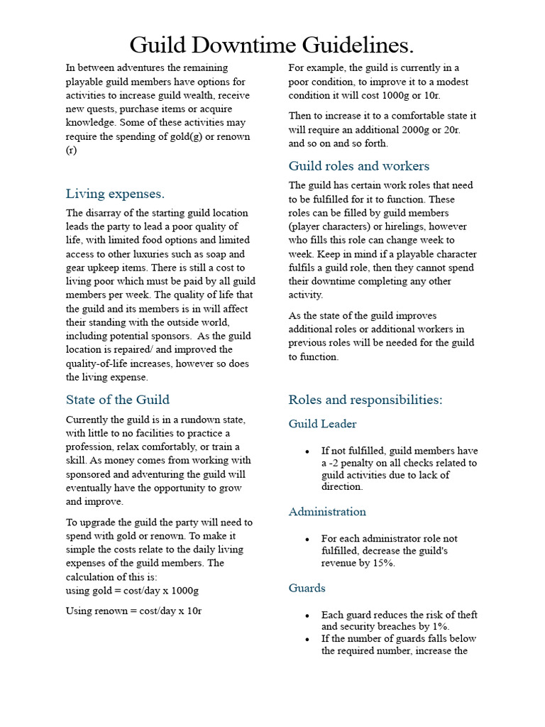 5e Guild Guidelines | PDF | Elf (Dungeons & Dragons) | Dwarf (Dungeons ...