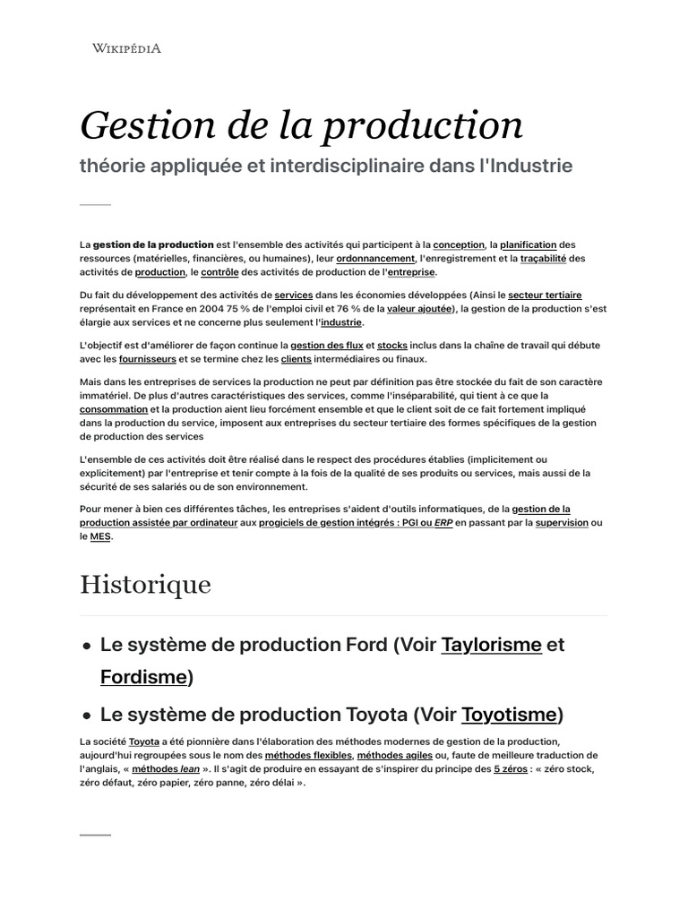 Gestion de la production et commandes | PDF | Secteur secondaire de l ...