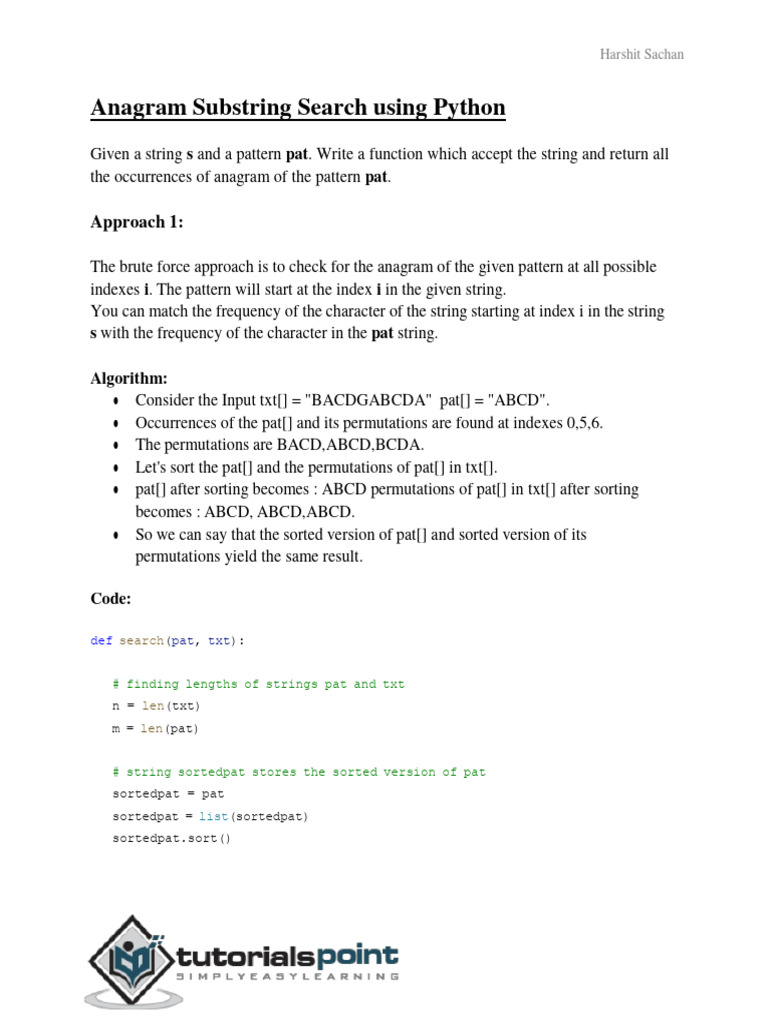 Anagram Substring Search | PDF | String (Computer Science) | Time Complexity