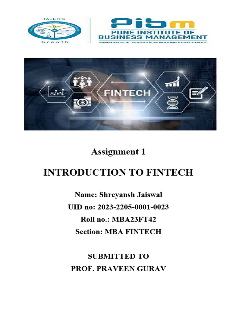 Assignment1 Introduction To Fintech | PDF | Usability | Consumer Behaviour