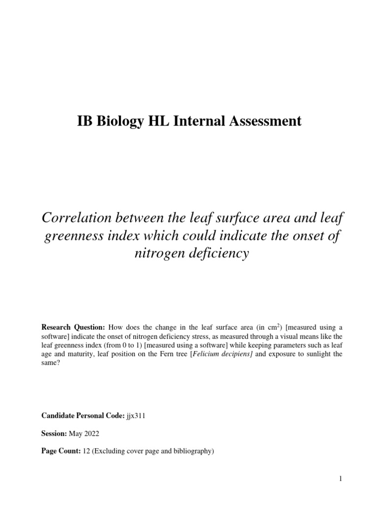 Biology IA 2022 Jjx311 | PDF | Plant Nutrition | Plants