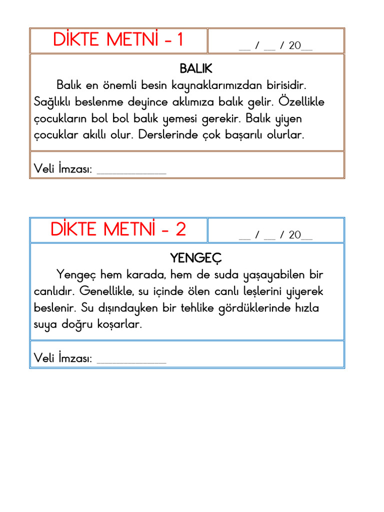 Kisa Dikte Metinleri | PDF