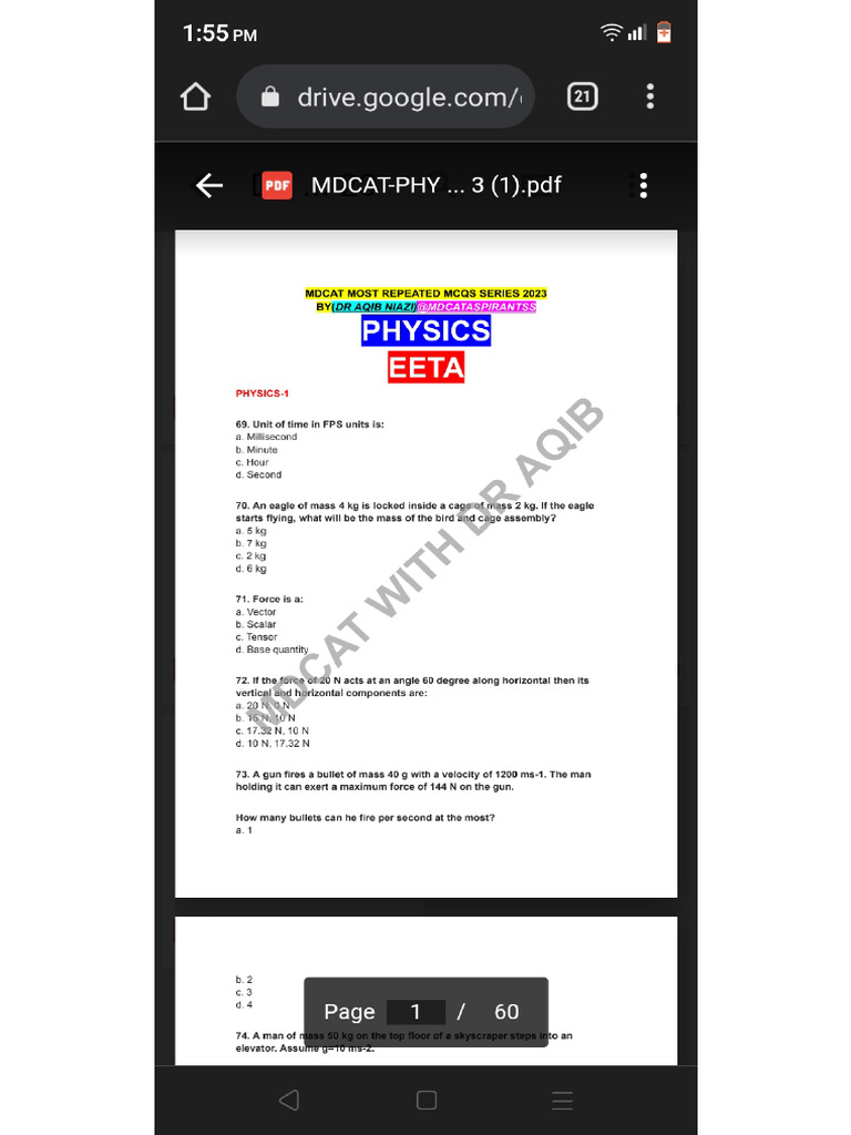 Most Repeated Mcqs (Physics) .... ETEA | PDF