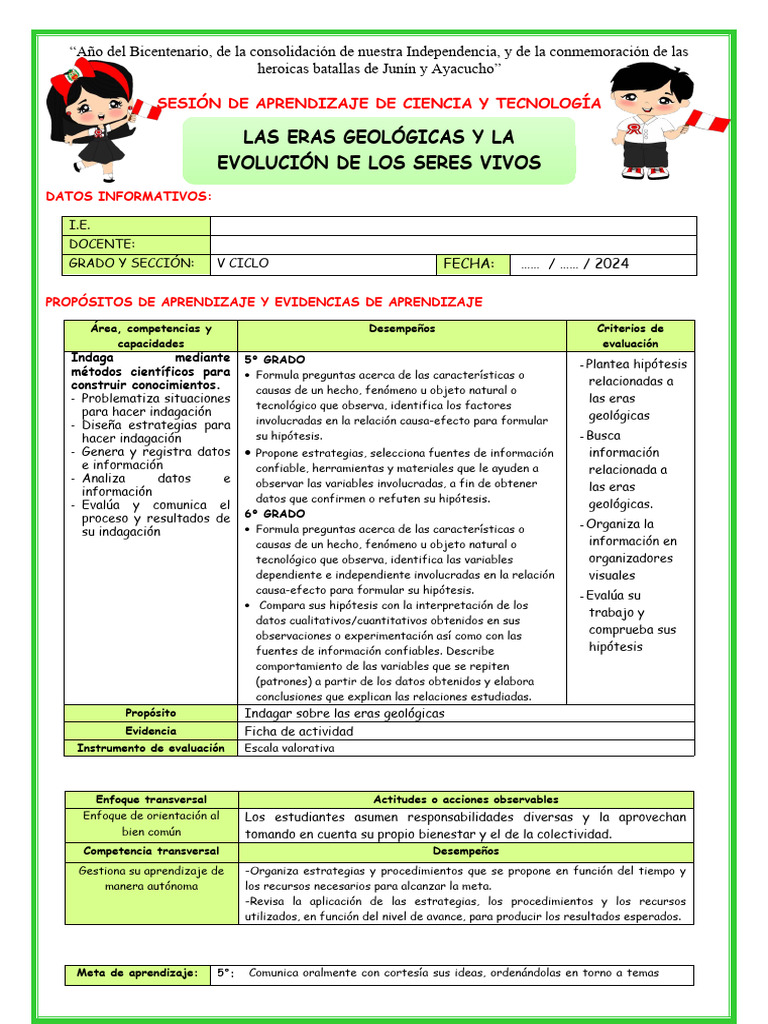 Ses-Mart-Cyt - Las Eras Geológicas y La Evolución de Los Seres Vivos | PDF | Escala de tiempo ...