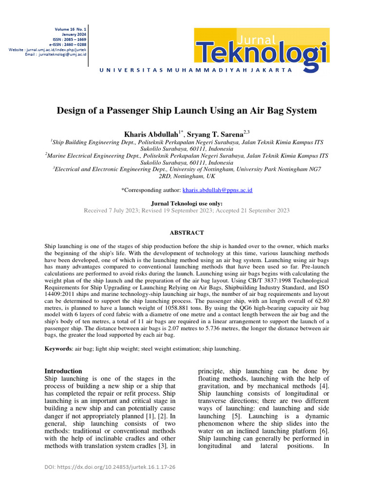 Design of a Passenger Ship Launch Using an Air Bag System | Download ...