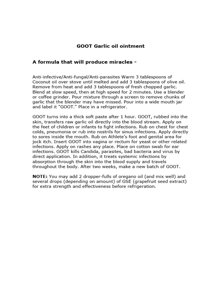 Garlic Oil Ointment | PDF