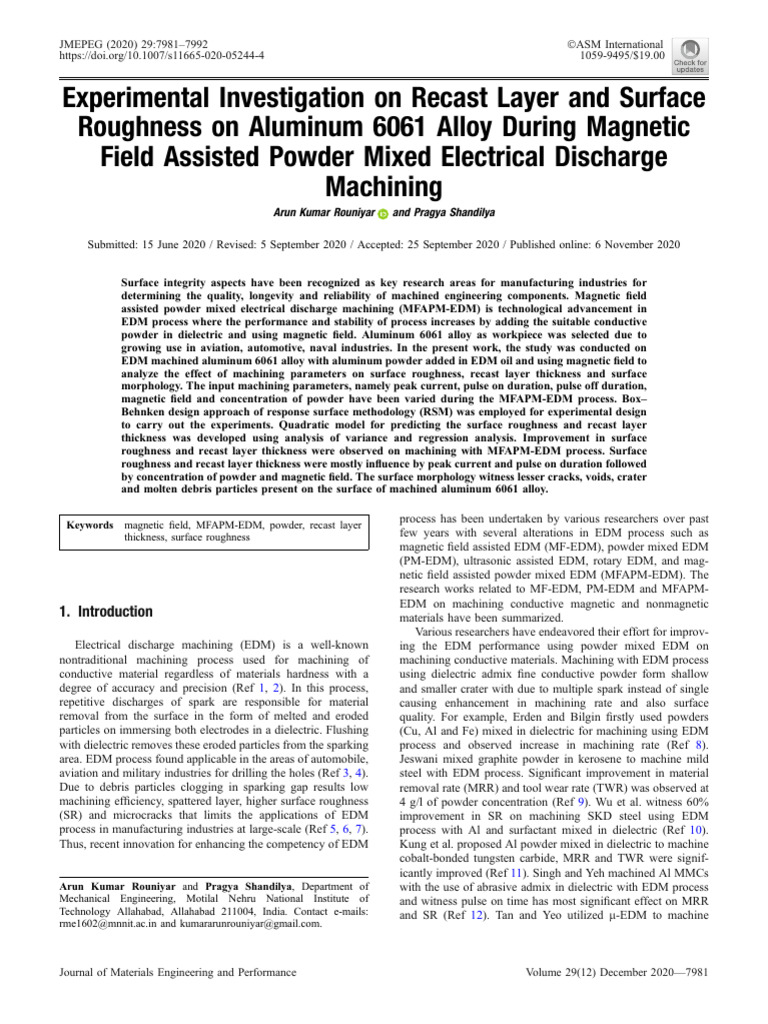 Paper 3 Part B Journal of Material Engineering Performance | PDF ...