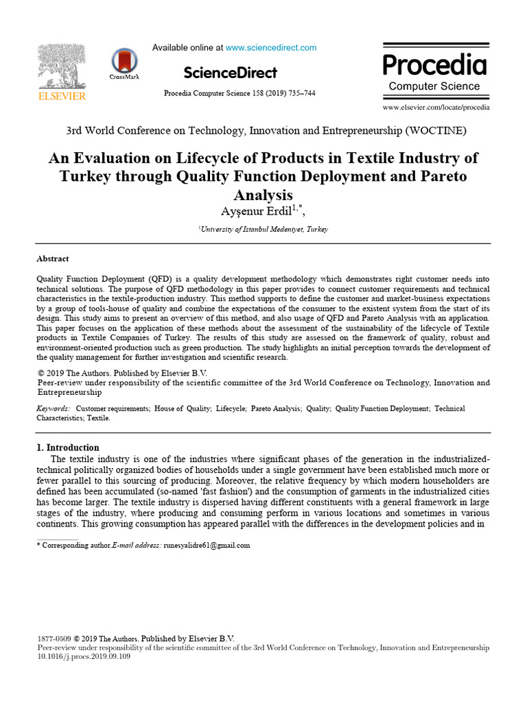 An Evaluation On Lifecycle of Products in Textile | PDF | Life Cycle Assessment | Textiles