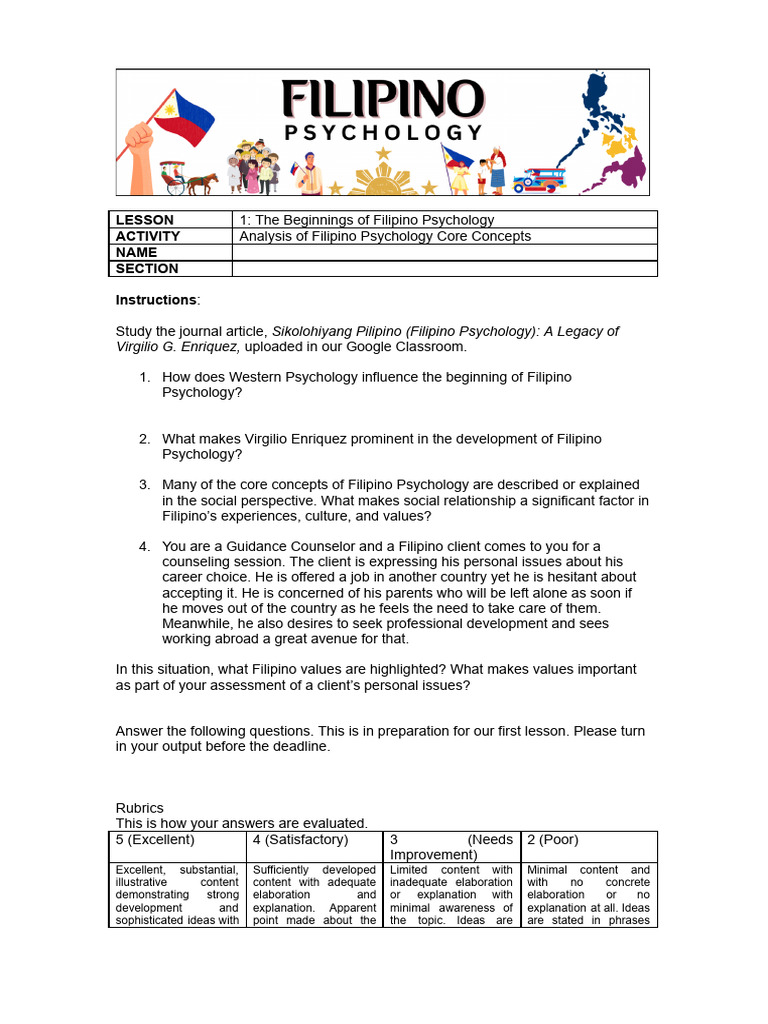 Filipino Psychology: Core Concepts Analysis | PDF | Psychology ...