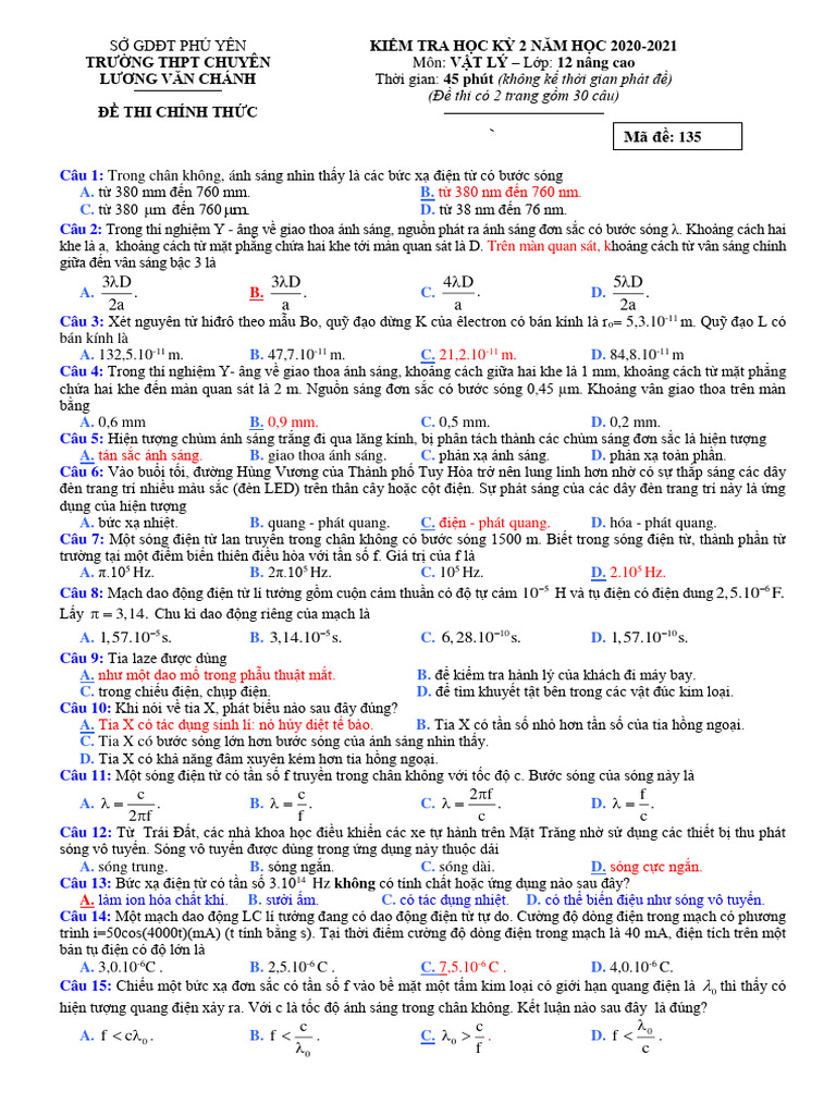 So 43 - On Ck2 - Dap An | PDF