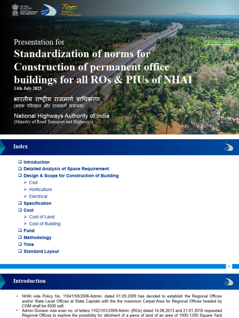 NHAI Office Construction Standards | PDF